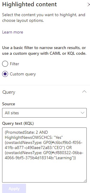 Using KQL To Force "AND" in SharePoint Highlighted Content Web Parts